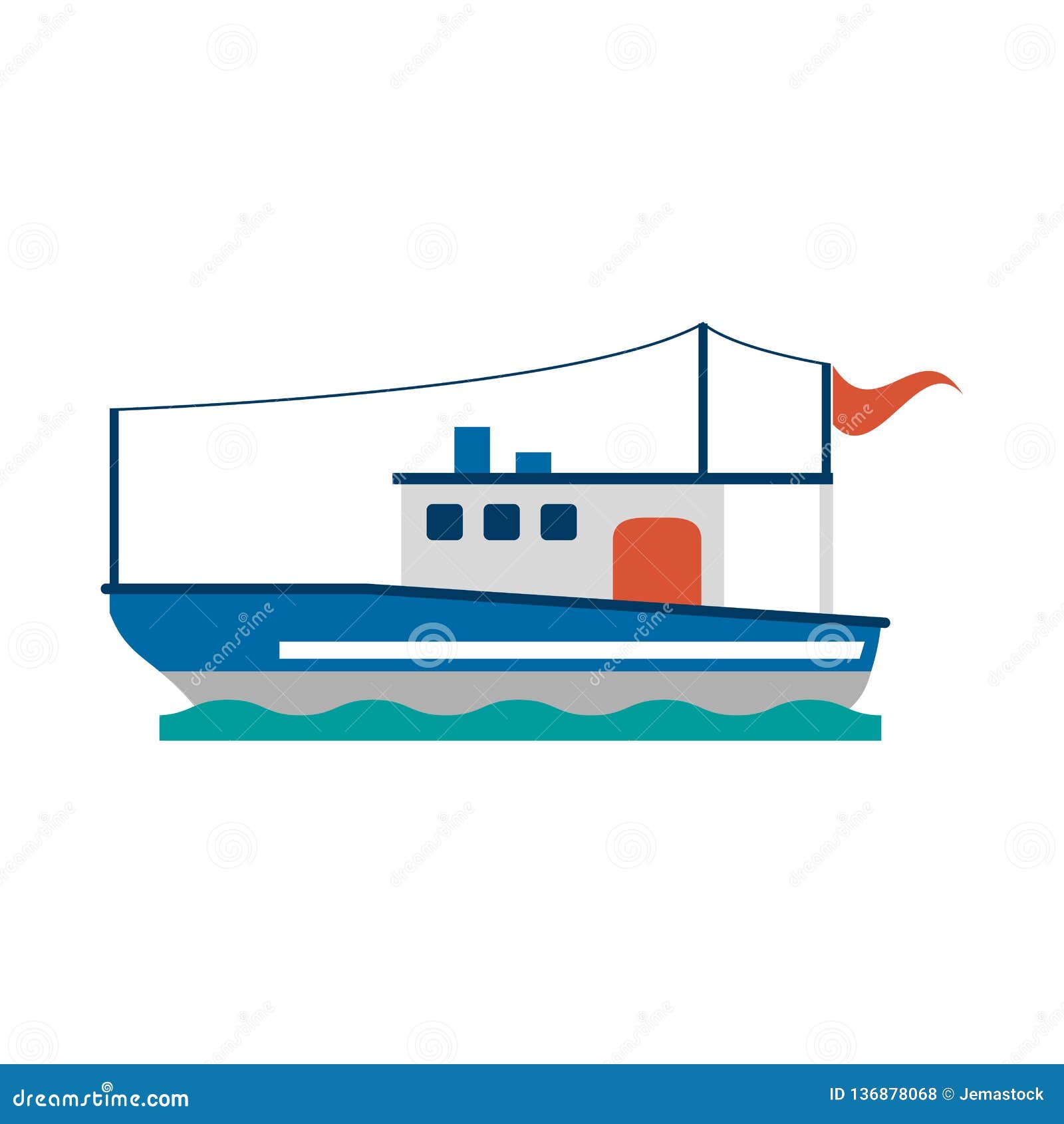 Sea ship boat stock vector. Illustration of crew, isolated - 136878068