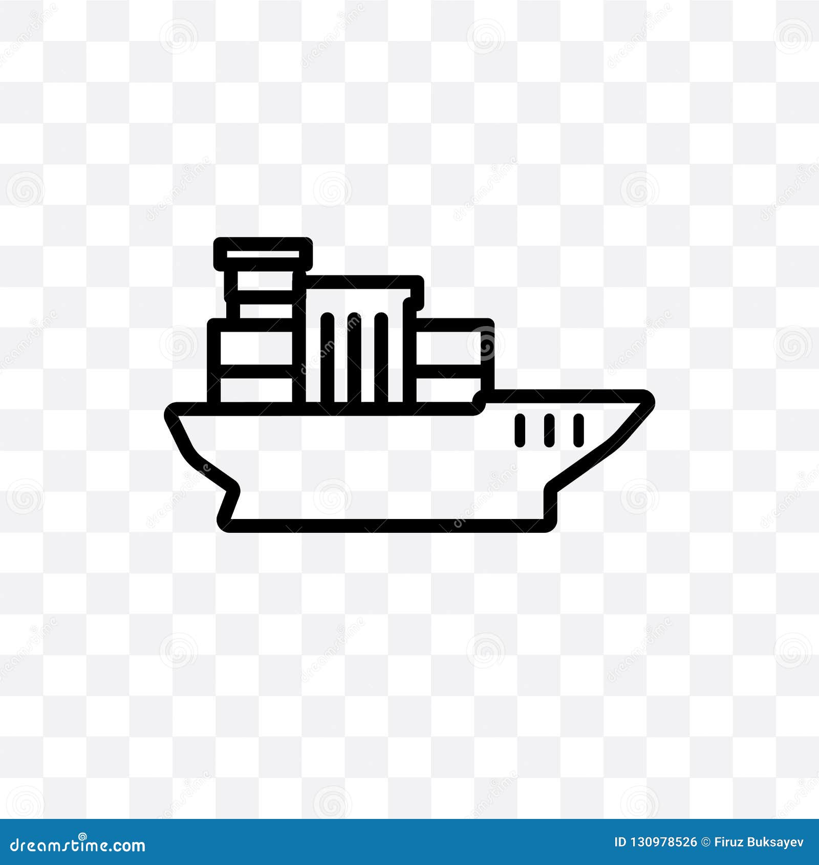 Sea Ship with Containers Vector Linear Icon Isolated on Transparent ...
