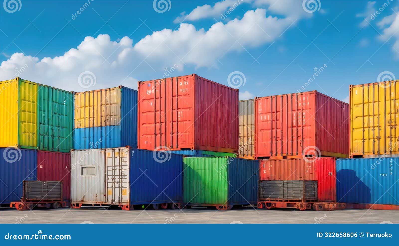 Sea ??shipping Containers on a Loading Platform in a Port with Space ...
