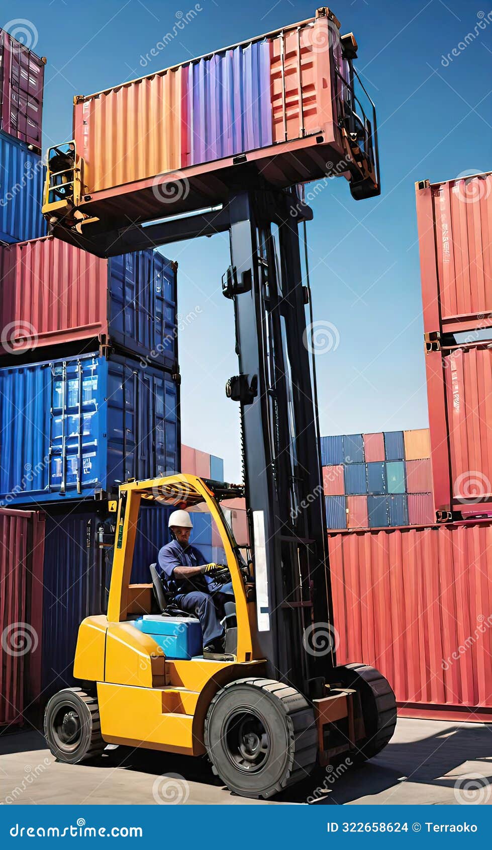 Sea ??shipping Containers on a Loading Platform in a Port with Space ...