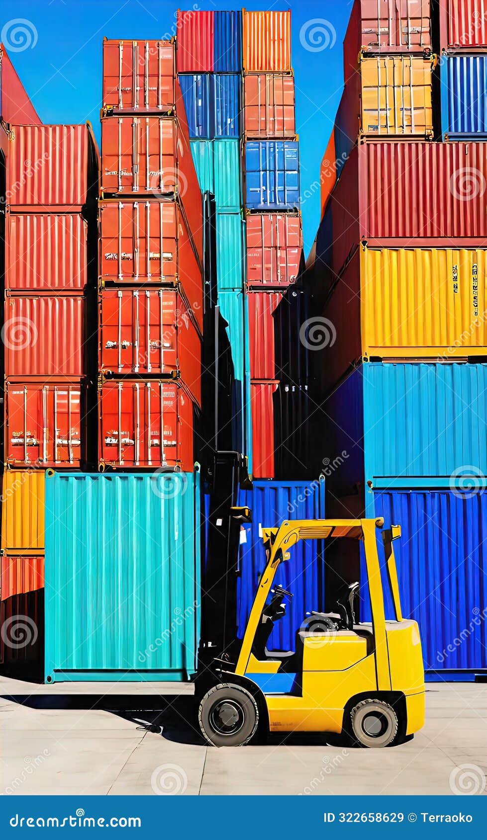 Sea ??shipping Containers on a Loading Platform in a Port with Space ...