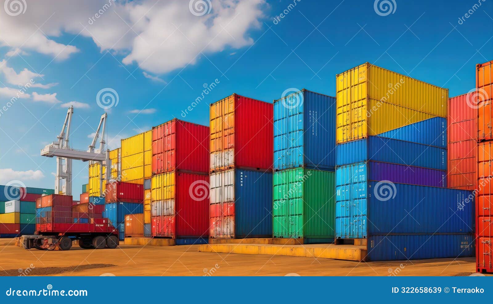 Sea ??shipping Containers on a Loading Platform in a Port with Space ...