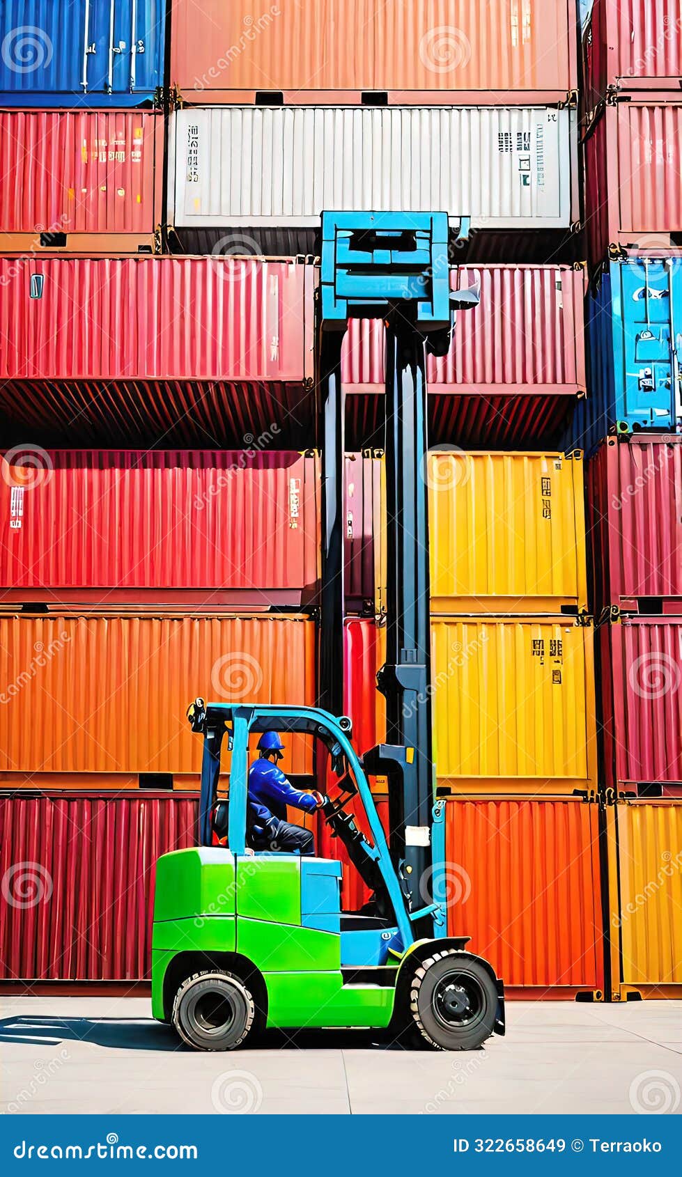 Sea ??shipping Containers on a Loading Platform in a Port with Space ...