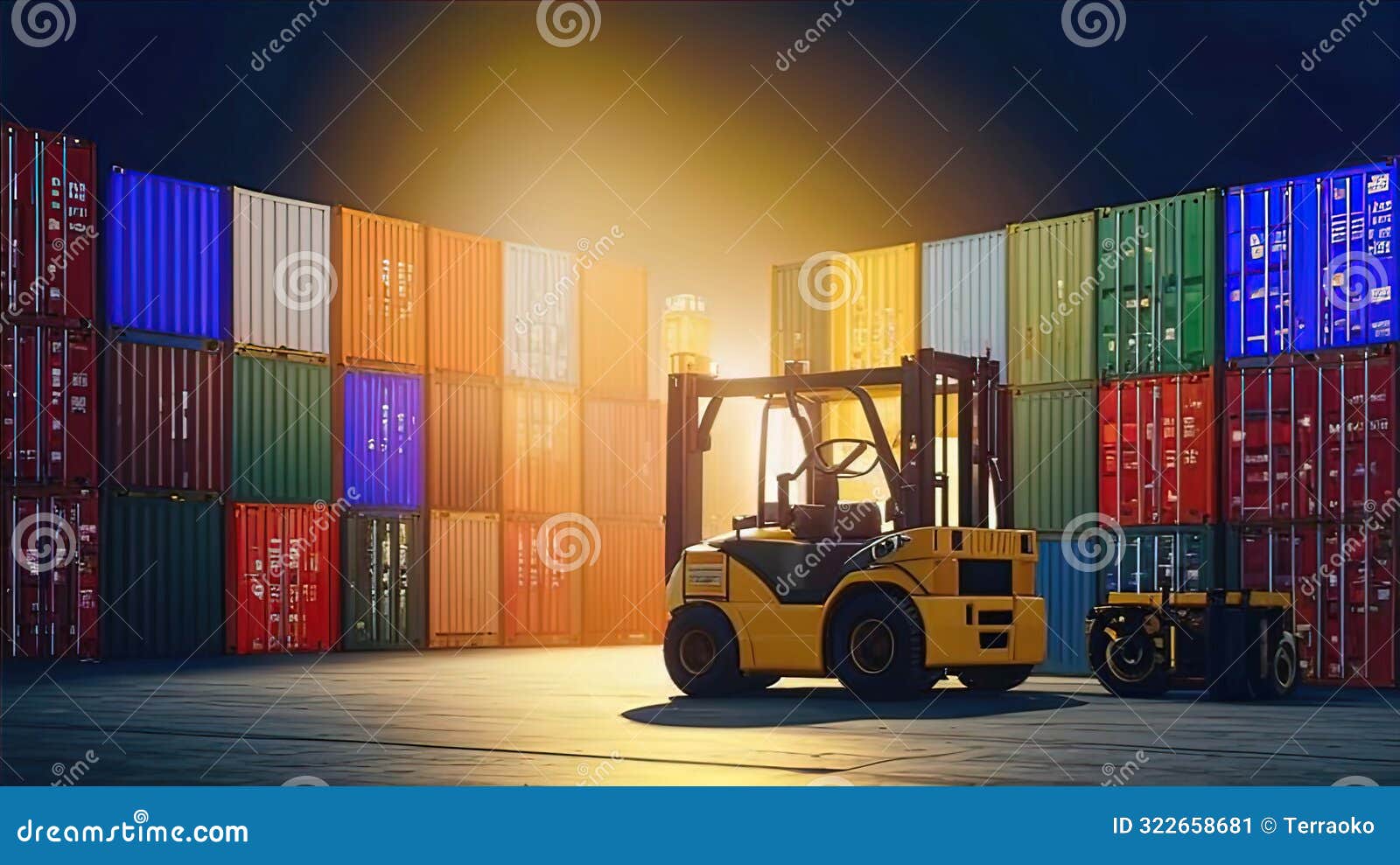 Sea ??shipping Containers on a Loading Platform in a Port with Space ...