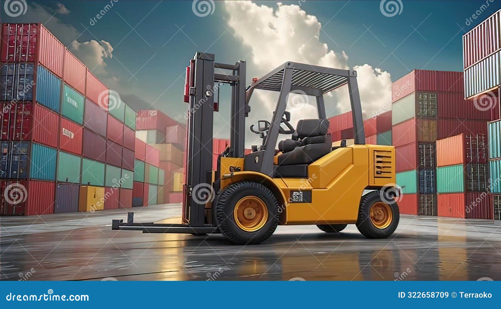 Sea ??shipping Containers on a Loading Platform in a Port with Space ...