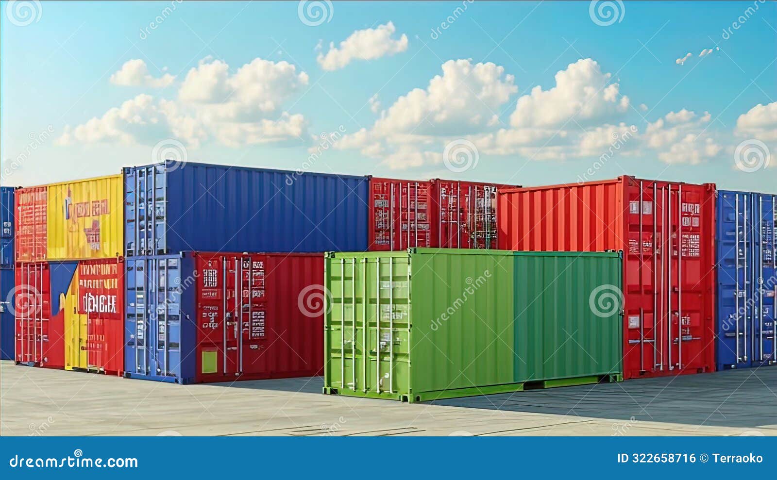 Sea ??shipping Containers on a Loading Platform in a Port with Space ...