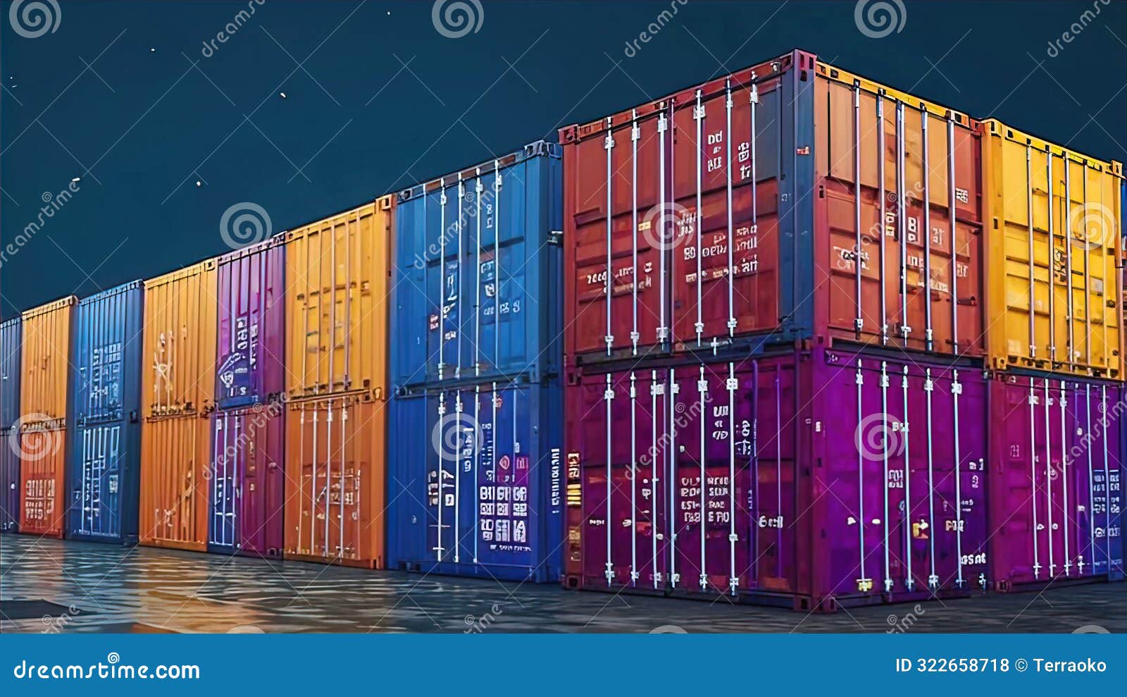 Sea ??shipping Containers on a Loading Platform in a Port with Space ...