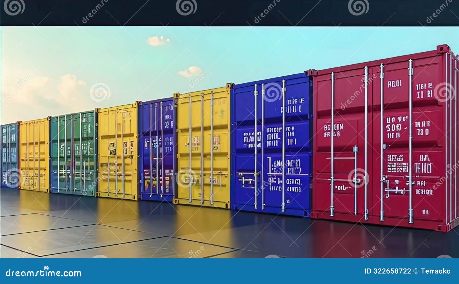 Sea ??shipping Containers on a Loading Platform in a Port with Space ...