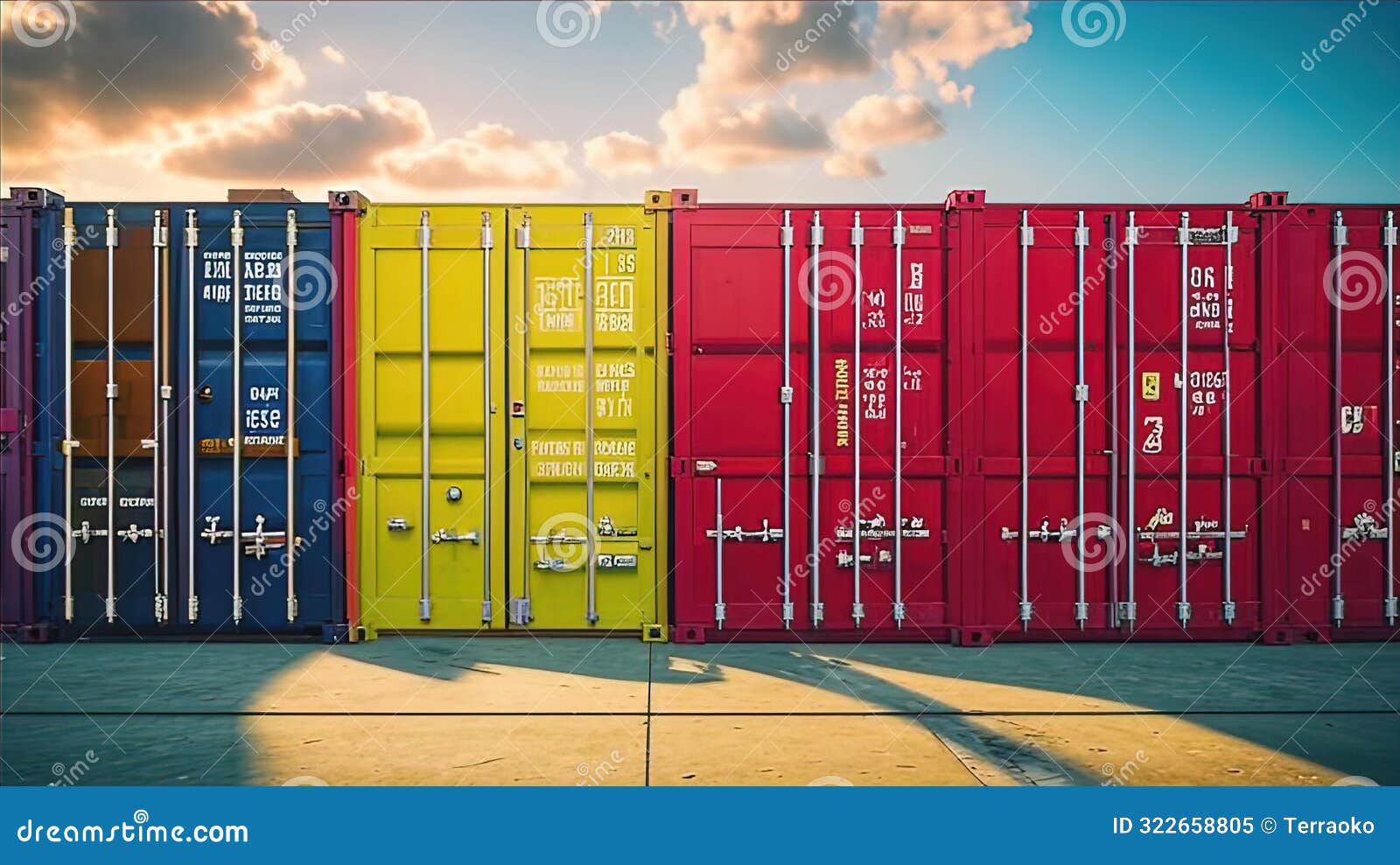Sea ??shipping Containers on a Loading Platform in a Port with Space ...