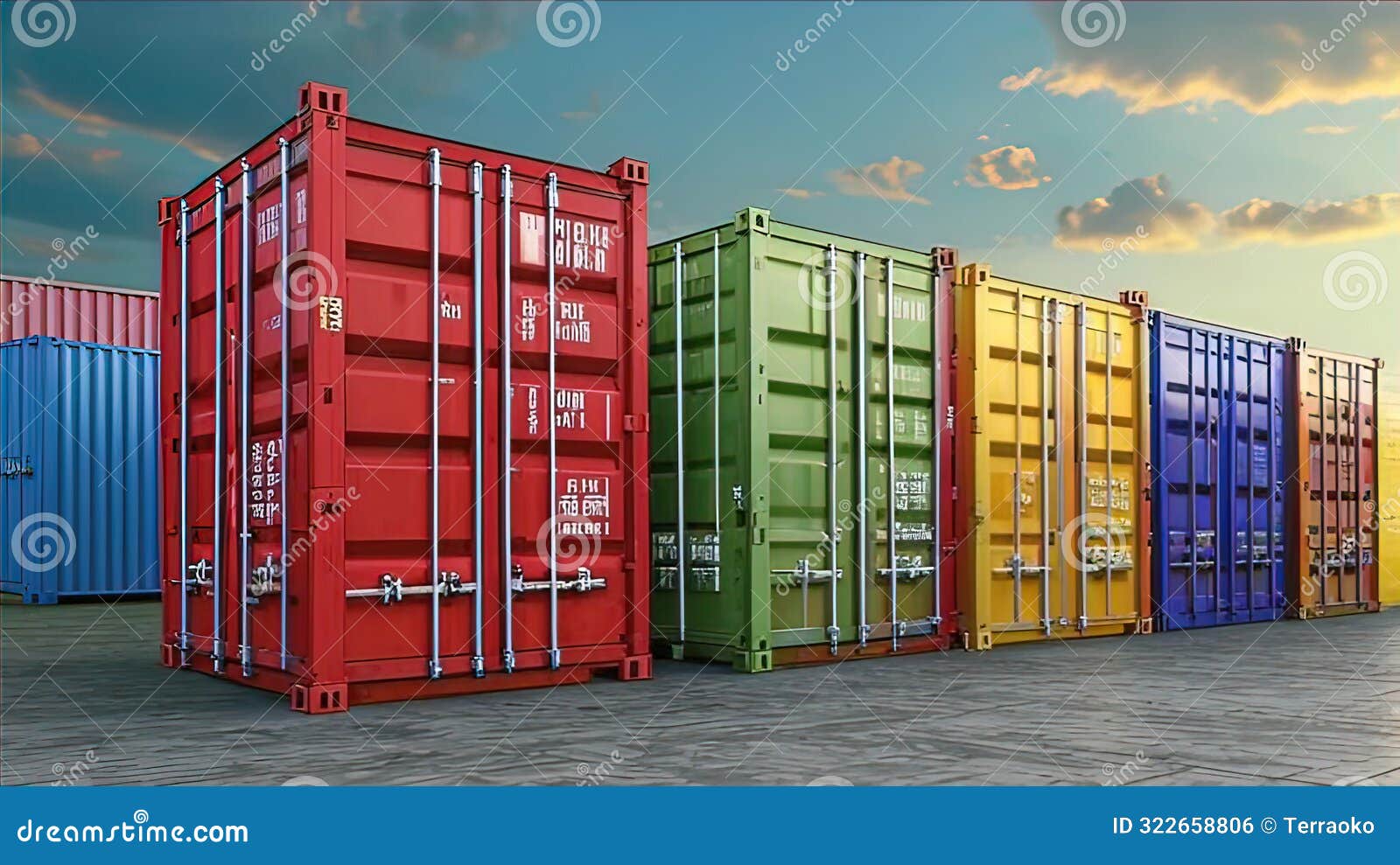 Sea ??shipping Containers on a Loading Platform in a Port with Space ...