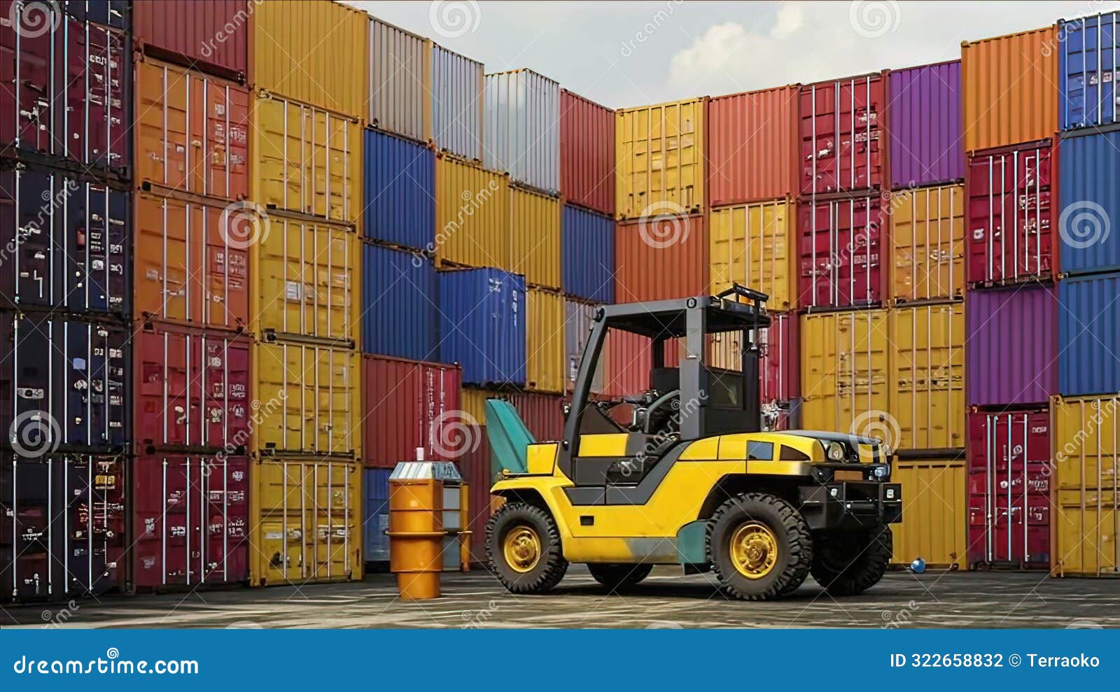 Sea ??shipping Containers On A Loading Platform In A Port With Space ...