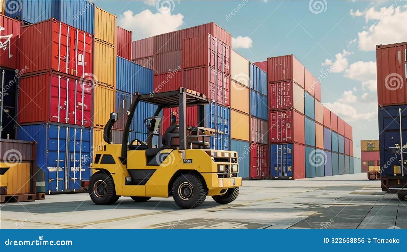 Sea ??shipping Containers On A Loading Platform In A Port With Space ...