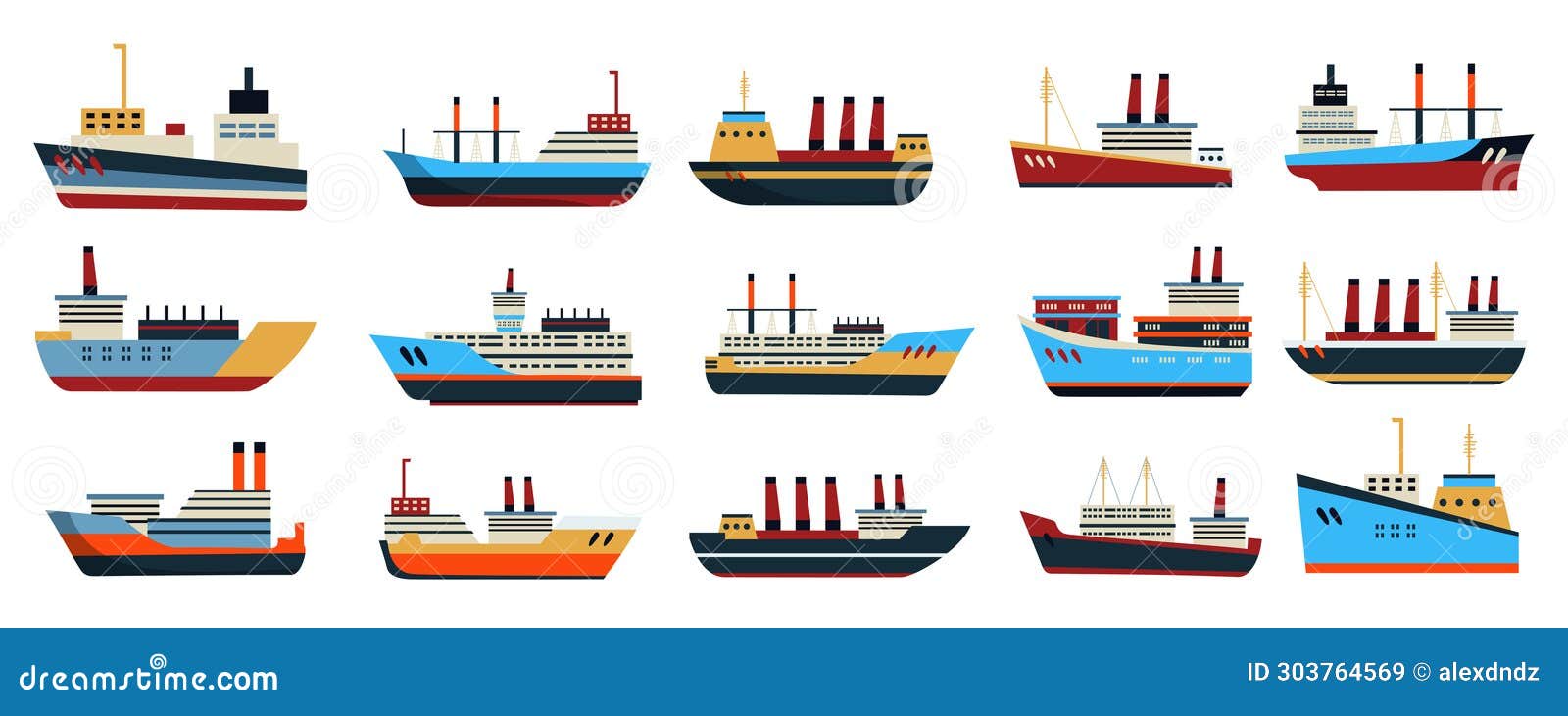 Sea Sailboats Side View Isolated Labels Set Cartoon Vector ...