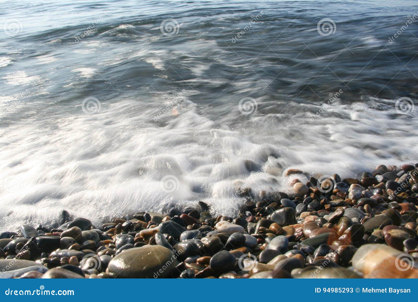 Sea Shock Wave Foam on the Stone Beach Stock Image - Image of ocean ...
