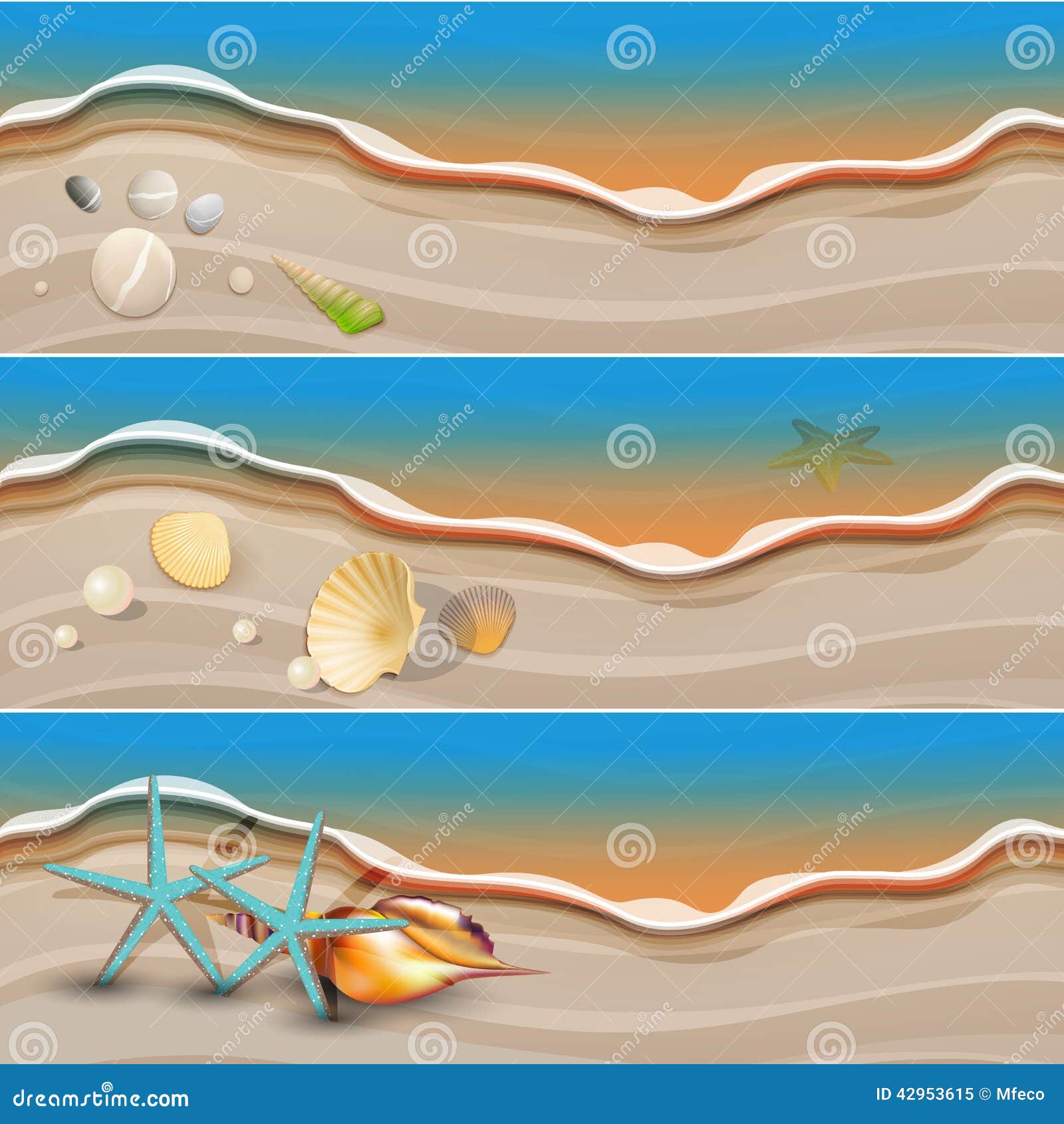Sea shore banner set stock vector. Illustration of paradise - 42953615