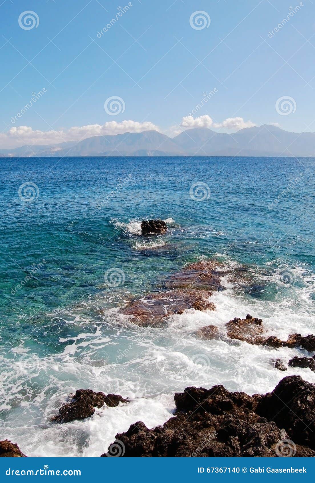 Sea Shore on Crete Island with Mountains Stock Photo - Image of shore ...