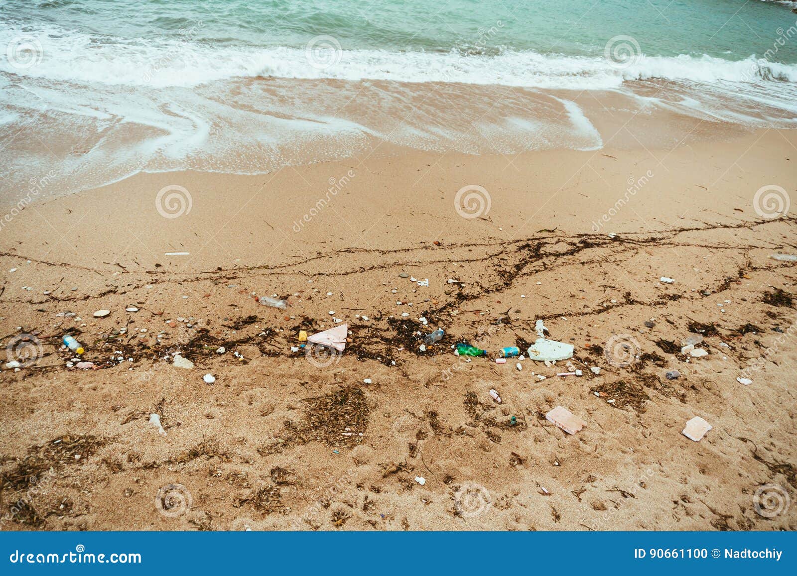 The Sea Shore in the Garbage. Environmental Pollution Stock Photo ...