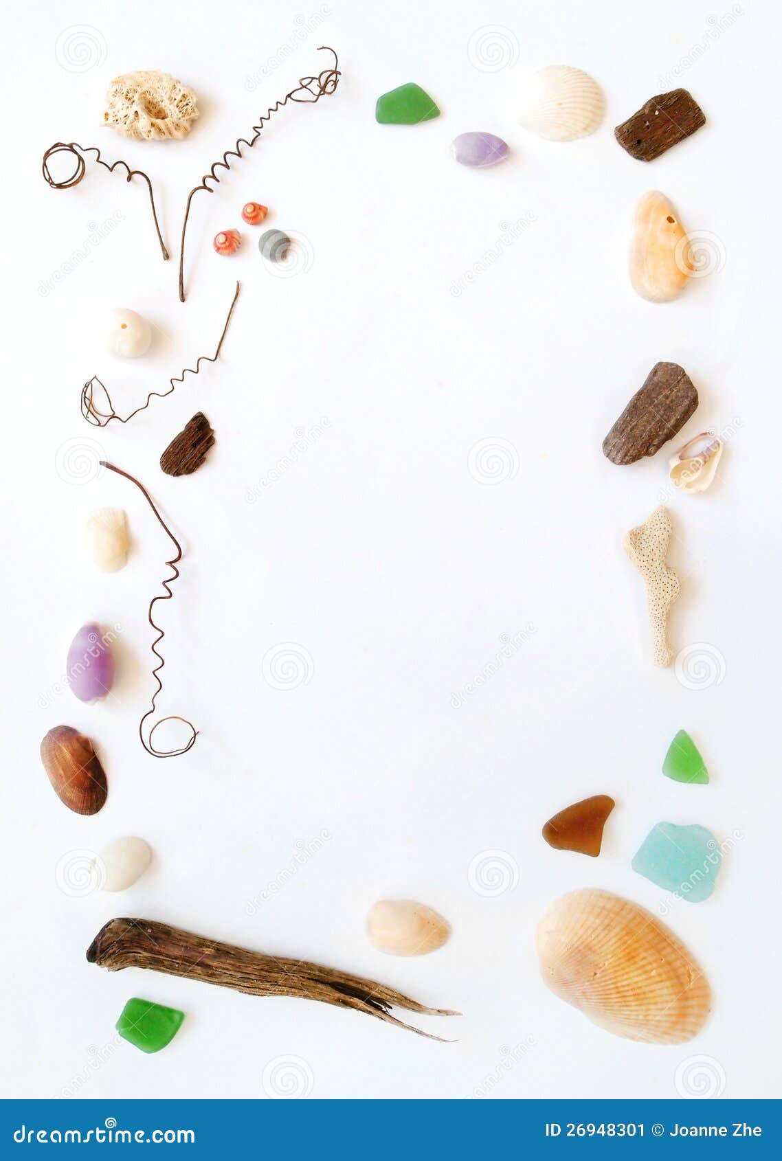 Sea shore objects border stock image. Image of collection - 26948301