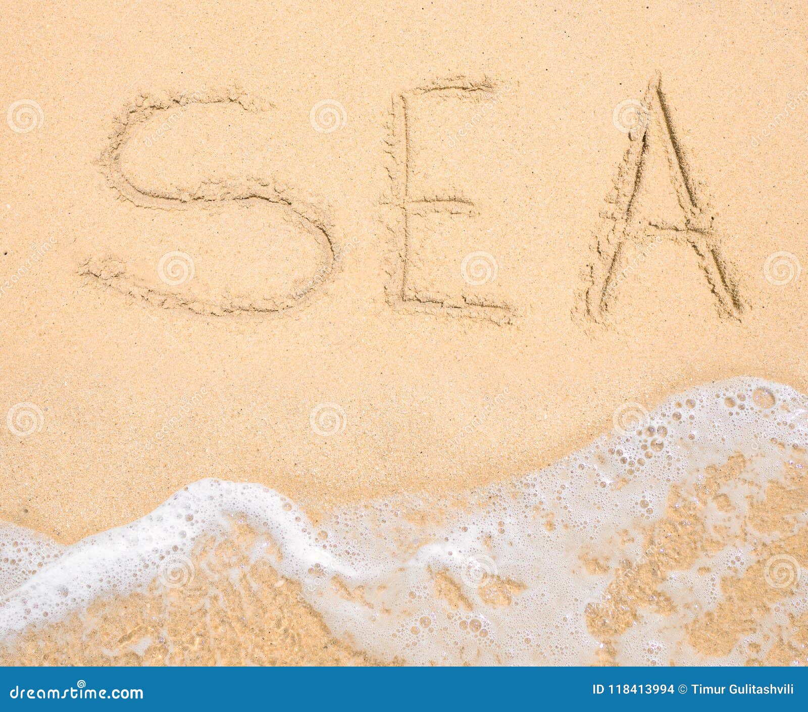 The Word Sea Written in the Sand on Beach Stock Photo - Image of ...