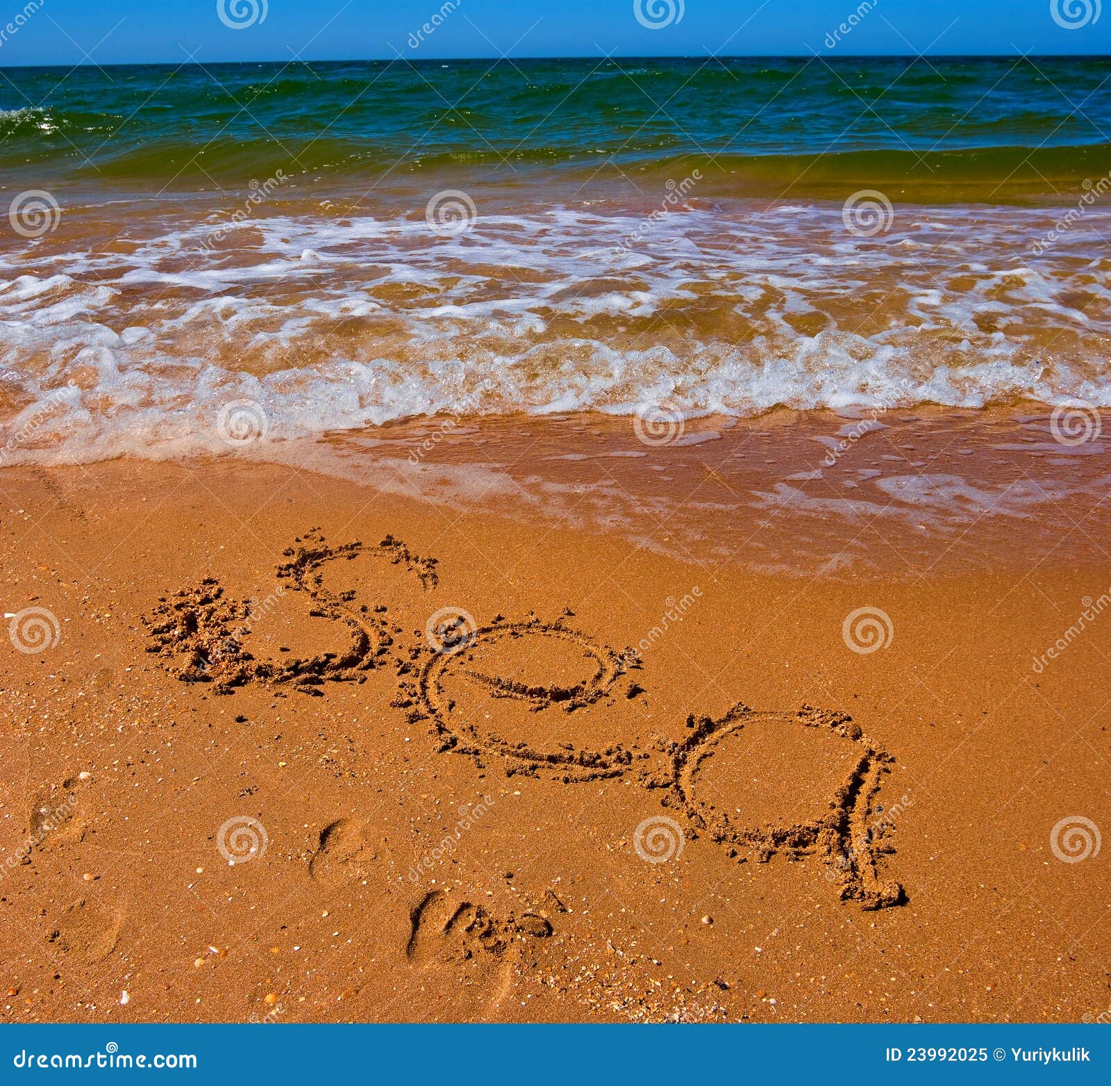 Sea sign on a sand stock image. Image of blue, season - 23992025