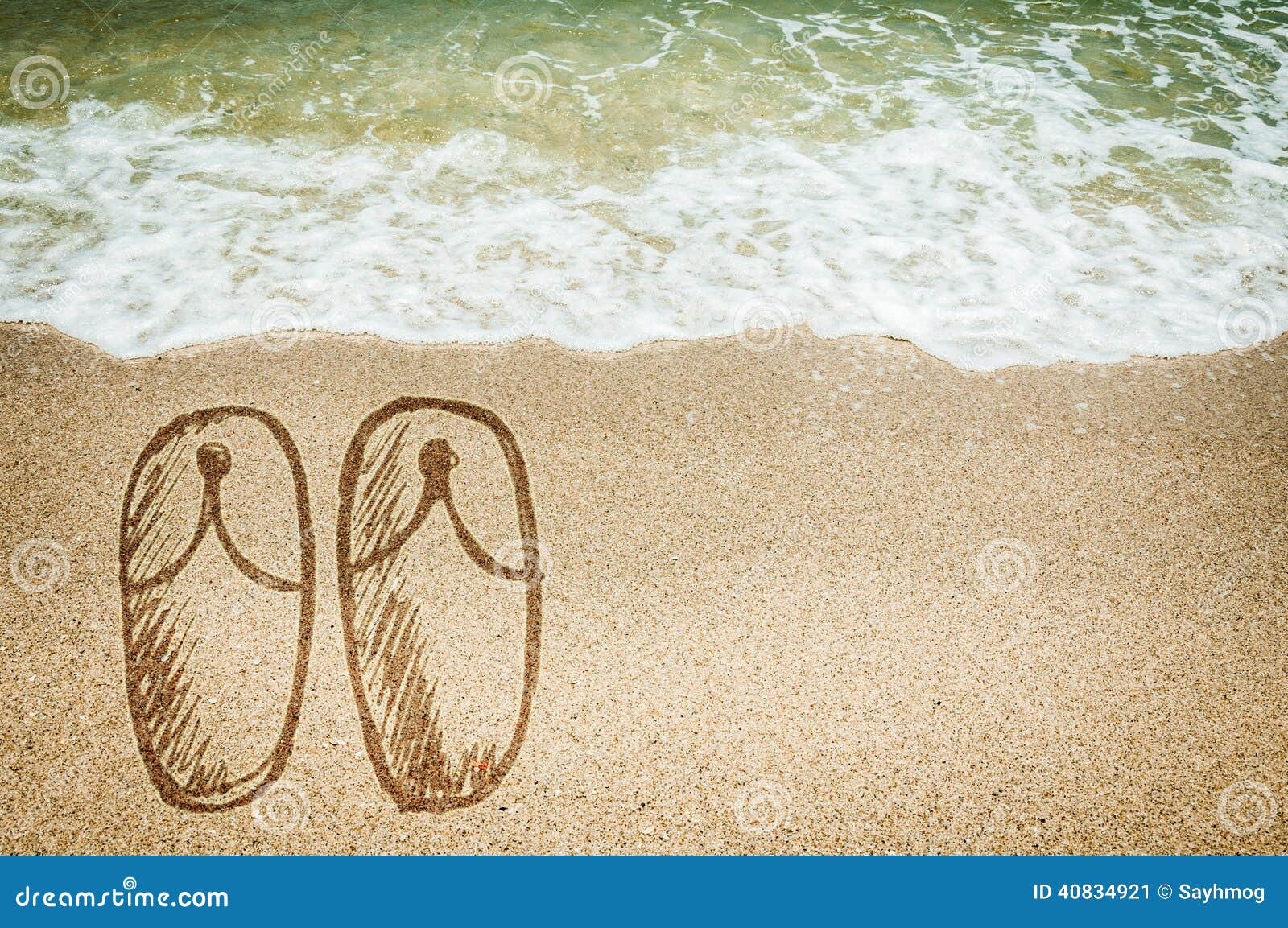 Sea and slippers shoes stock image. Image of relax, season - 40834921