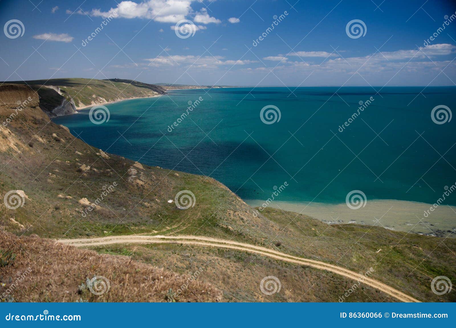 Sea stock photo. Image of slope, emerald, clouds, summer - 86360066