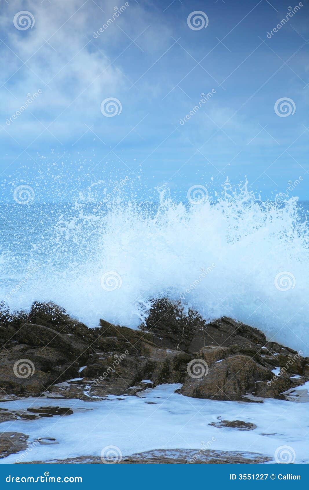 Sea Splash Waves Strike Coast Stock Image - Image of splash, blue: 3551227