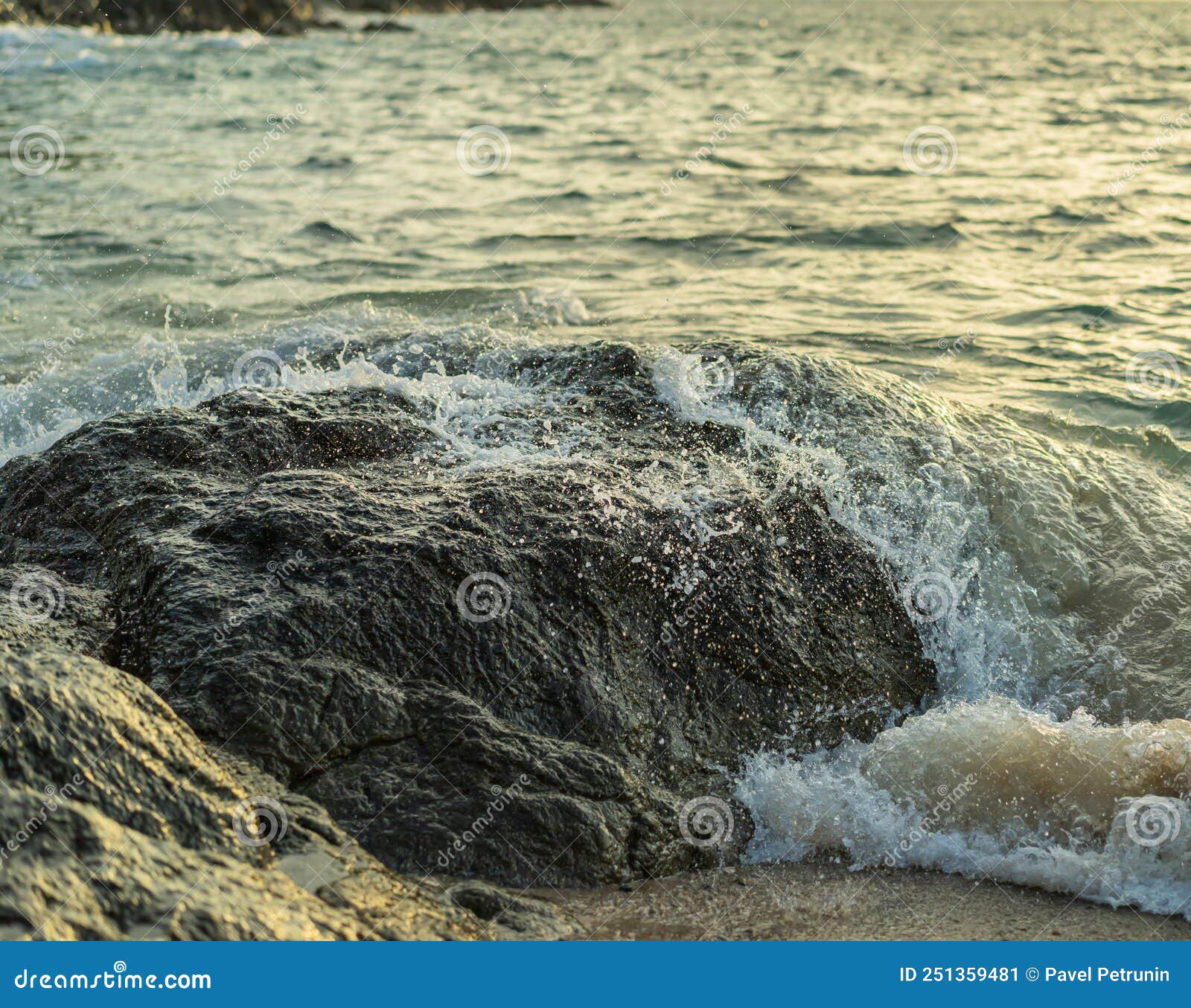 Sea splashes on stone stock image. Image of foam, liquid - 251359481