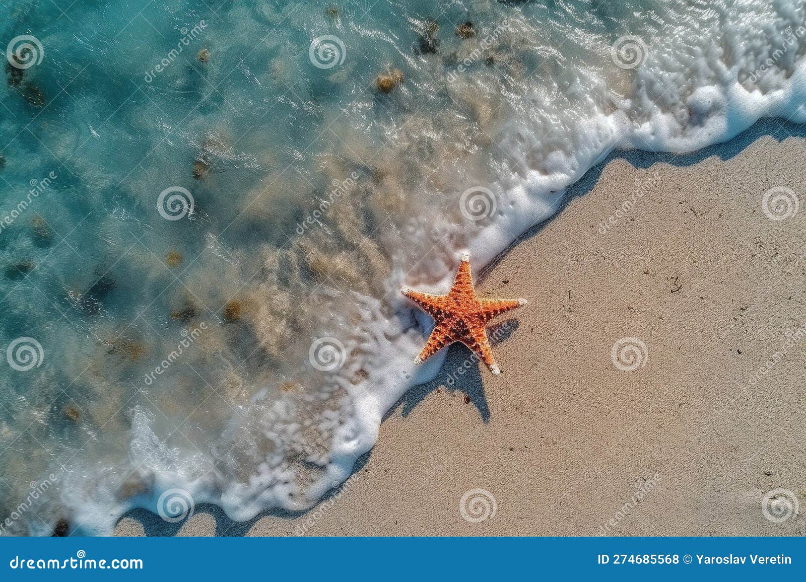 Sea Star on Beach with Waves. Generative AI Stock Illustration ...