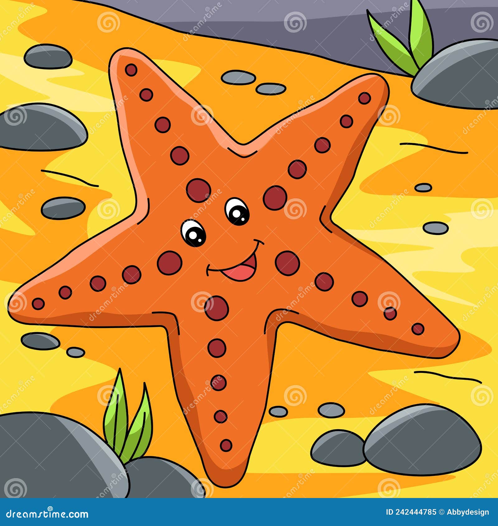 Sea Star Cartoon Colored Illustration Stock Vector - Illustration of ...