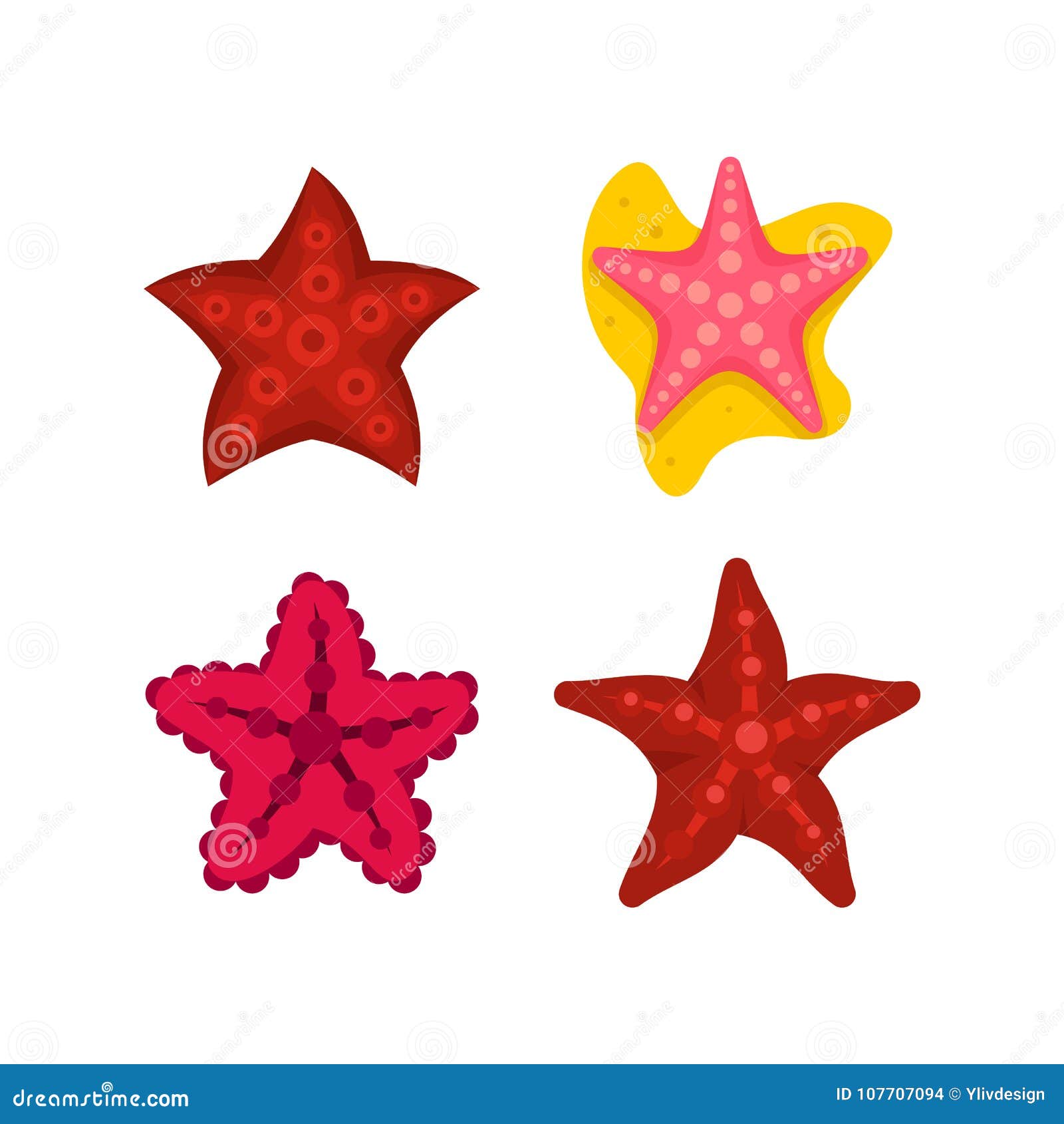 Sea Star Icon Set, Flat Style Stock Vector - Illustration of icon ...