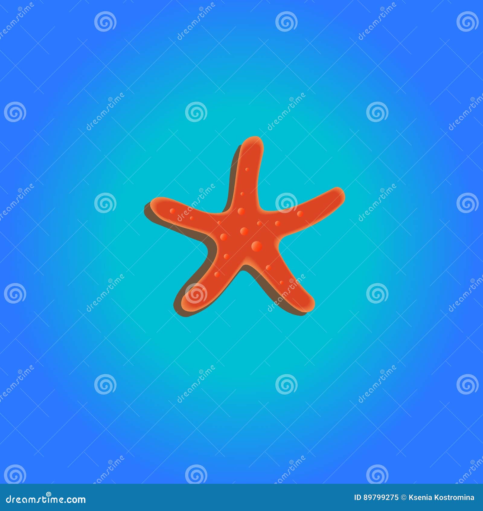 Sea star stock vector. Illustration of summer, blue, starfish - 89799275