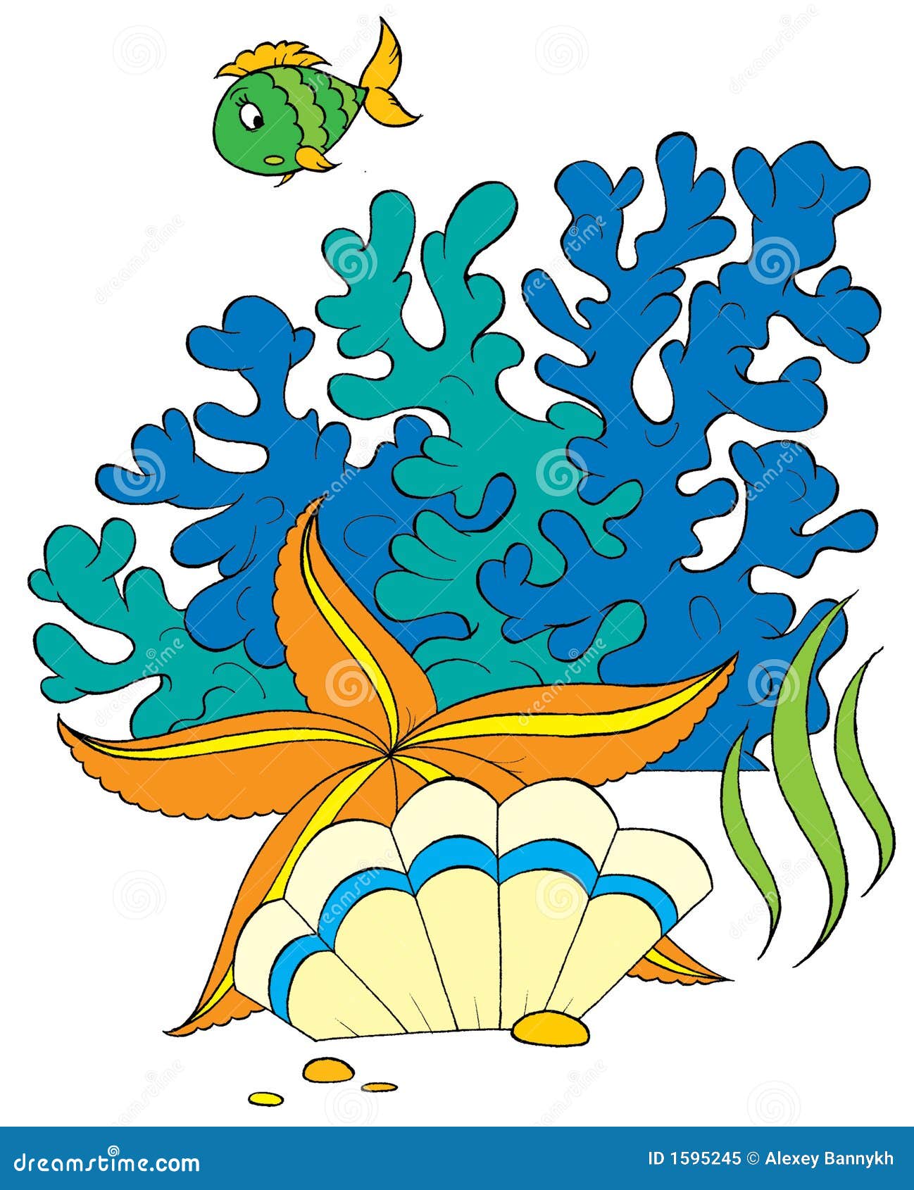 Sea star and shell stock illustration. Illustration of character - 1595245