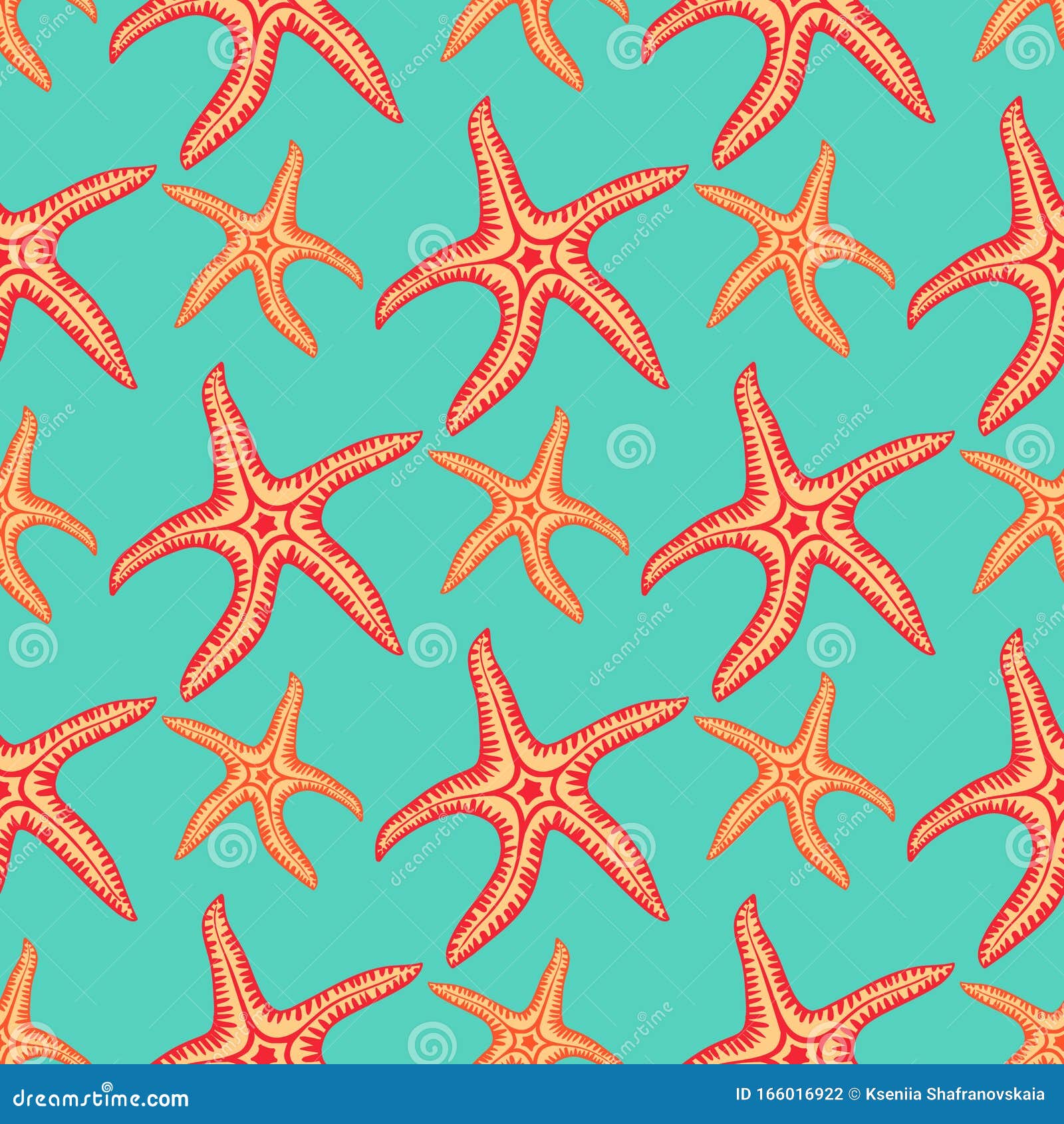 Sea Star Vector Seamless Pattern Stock Vector - Illustration of animal ...