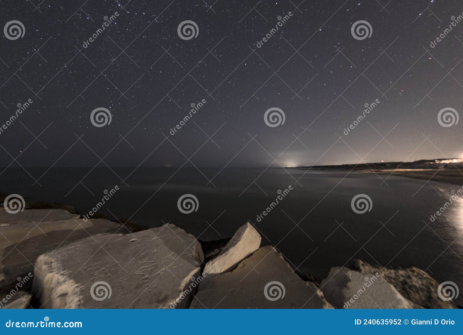 Sea with Starry Night Sky Seen from the Cliff Stock Photo - Image of ...