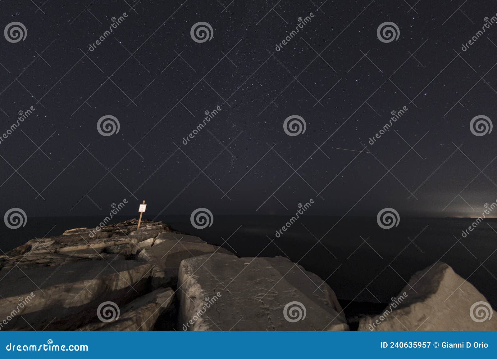 Sea with Starry Night Sky Seen from the Cliff Stock Image - Image of ...