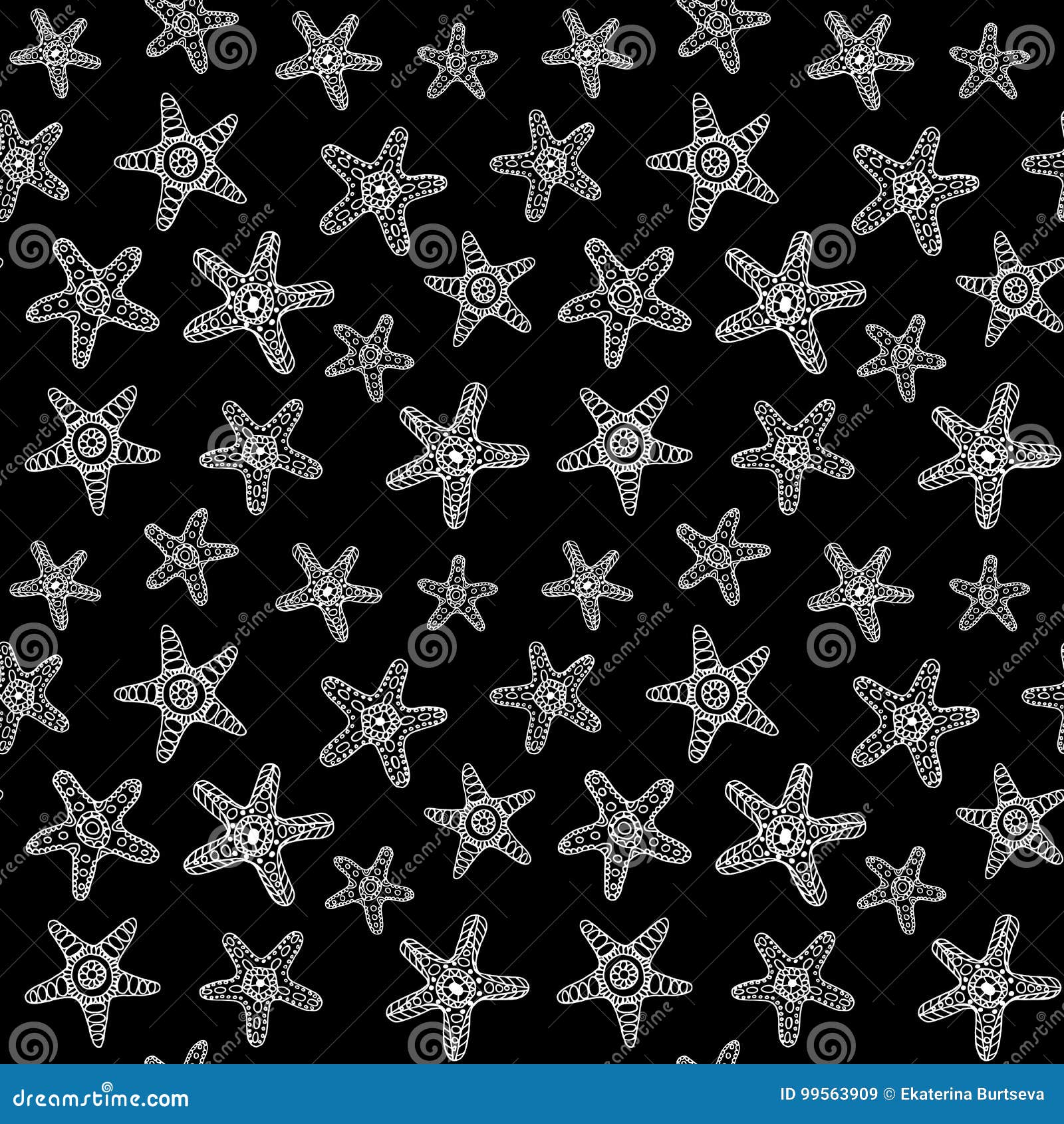 Sea Stars Seamless Pattern stock vector. Illustration of sketch - 99563909