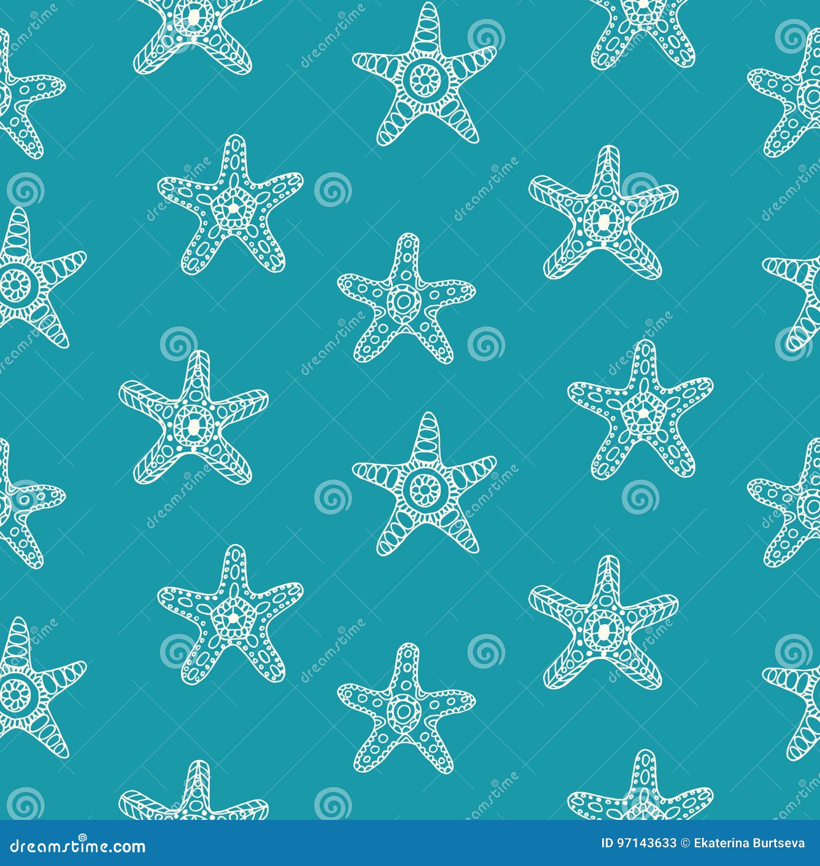 Sea Stars Seamless Pattern stock vector. Illustration of element - 97143633