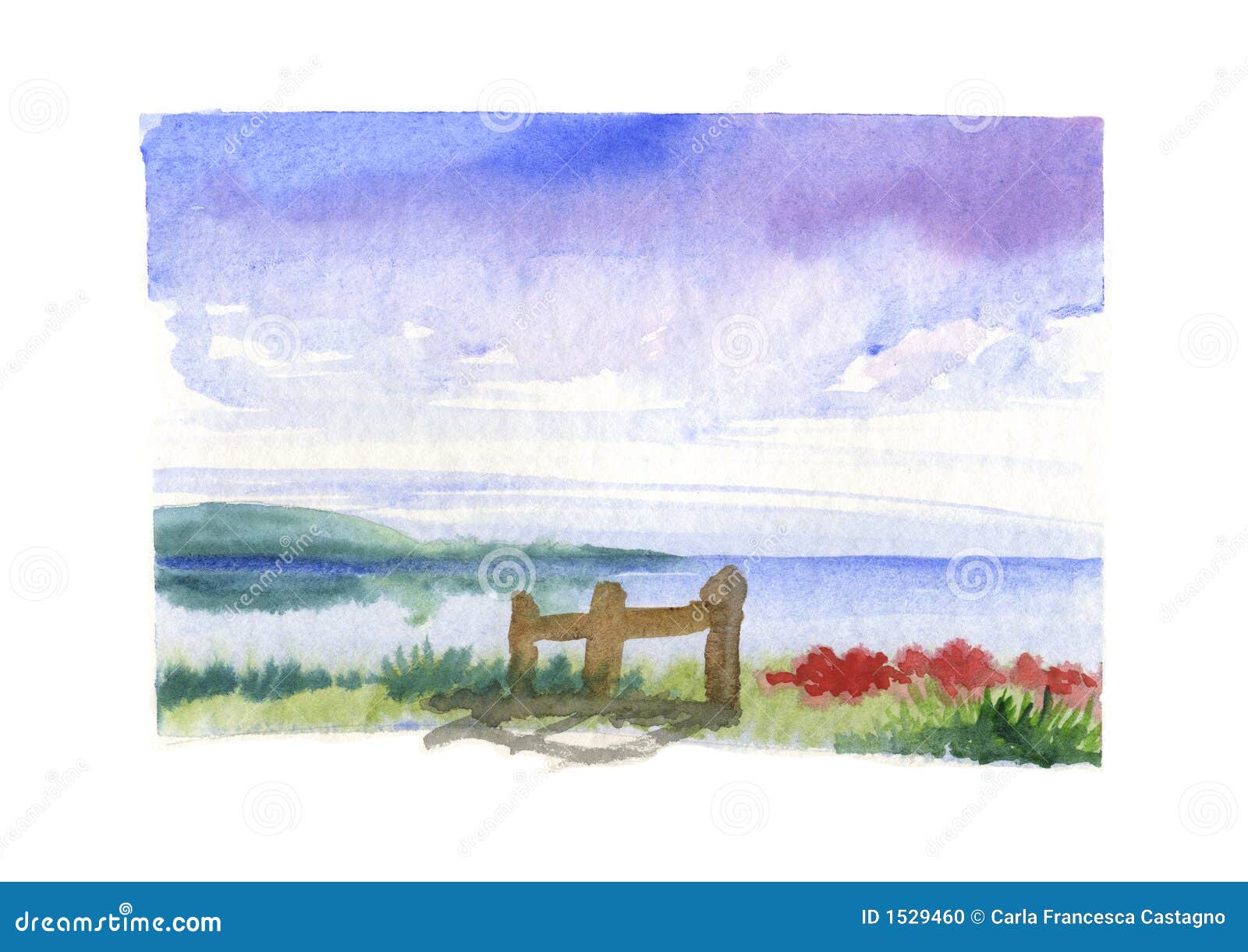 Sea with stockade artwork stock illustration. Illustration of painting ...