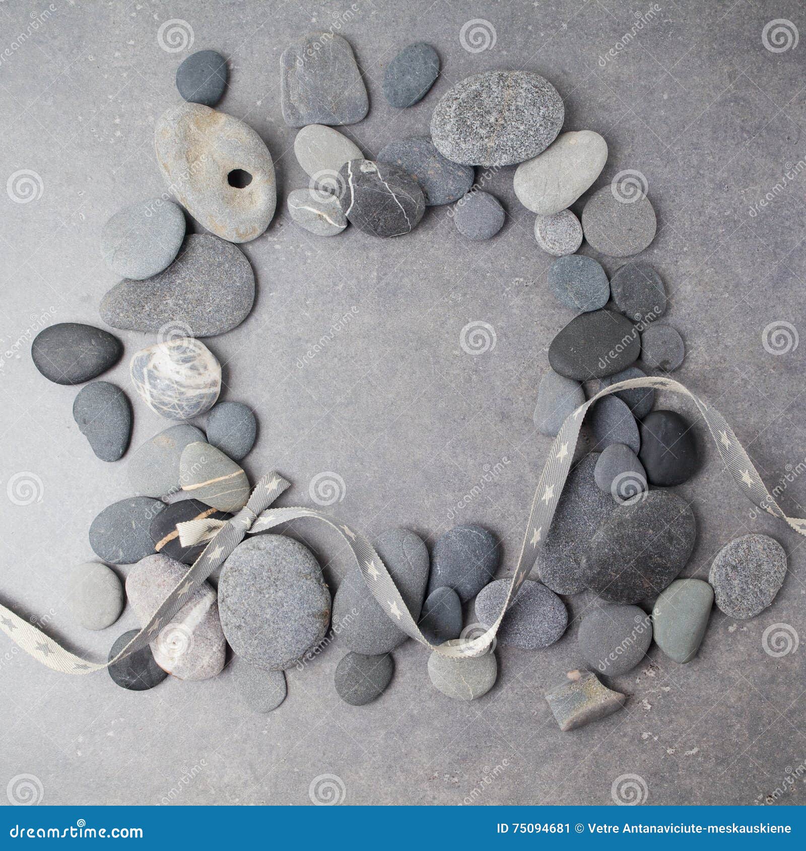 Sea Stone Frame Border Background. Top View. Flat Lay Stock Image ...