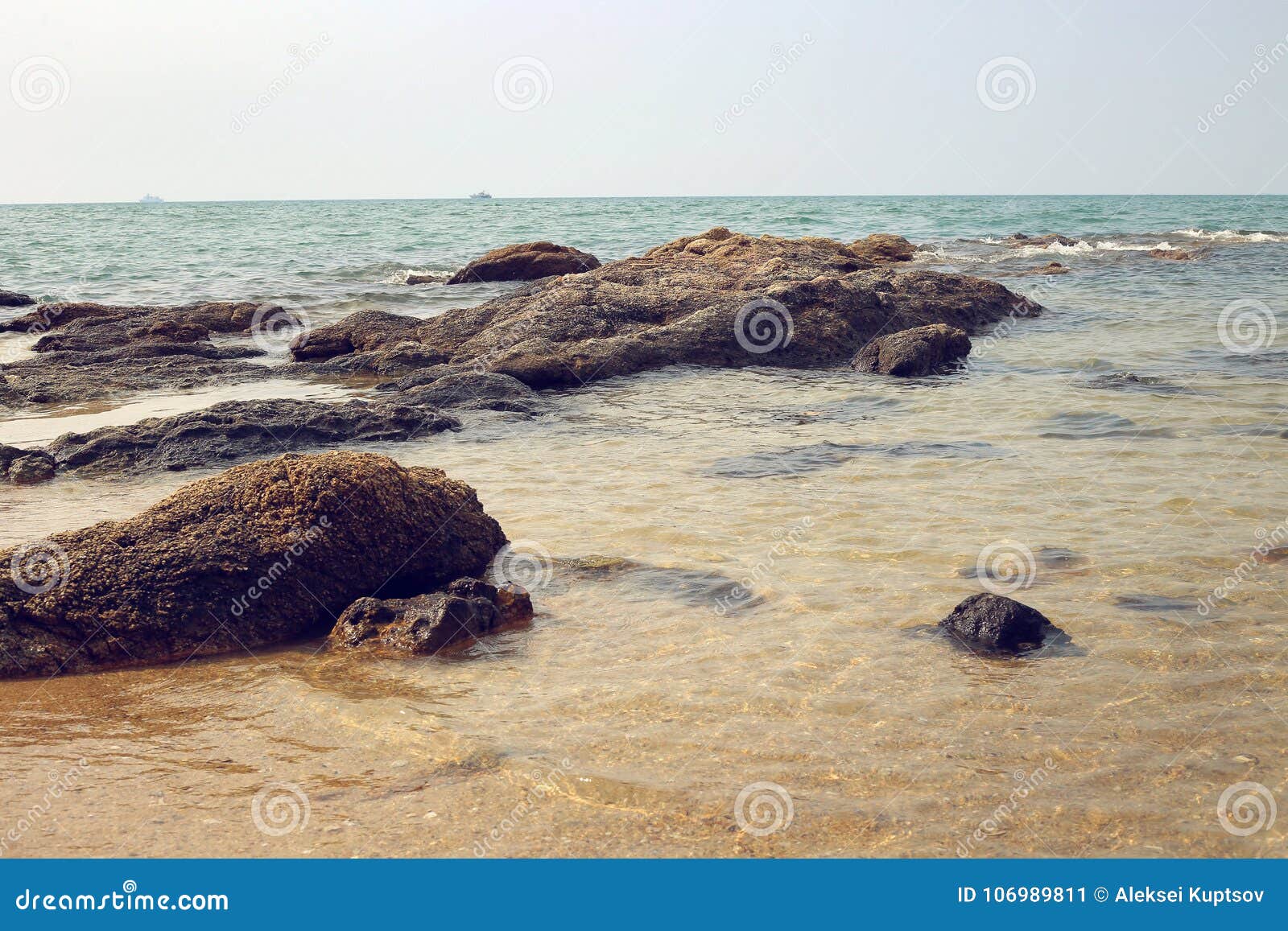 Sea with stones stock image. Image of view, scenic, dawn - 106989811