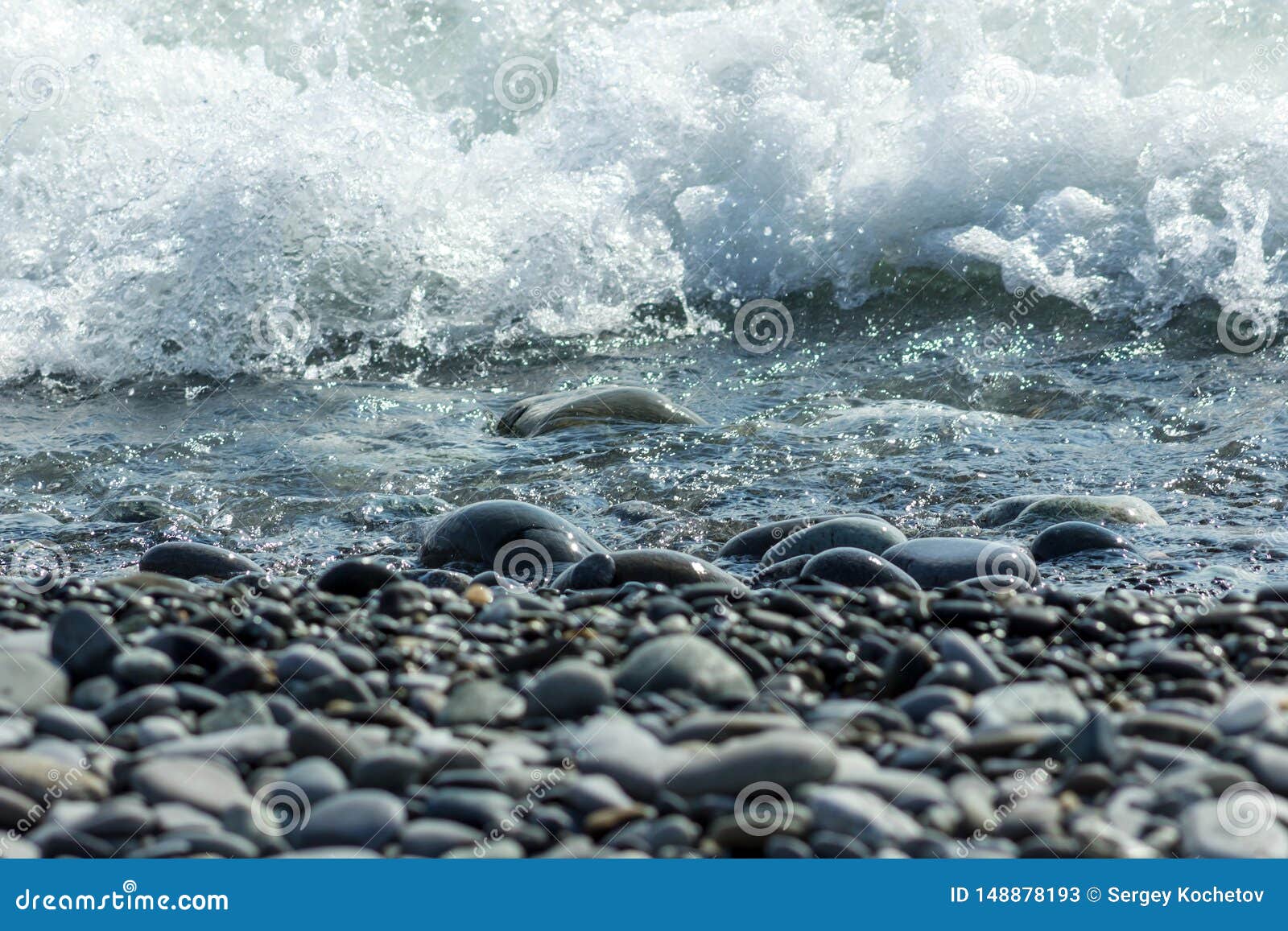 Sea Stones and Waves on the Beach. Summer Background Stock Image ...