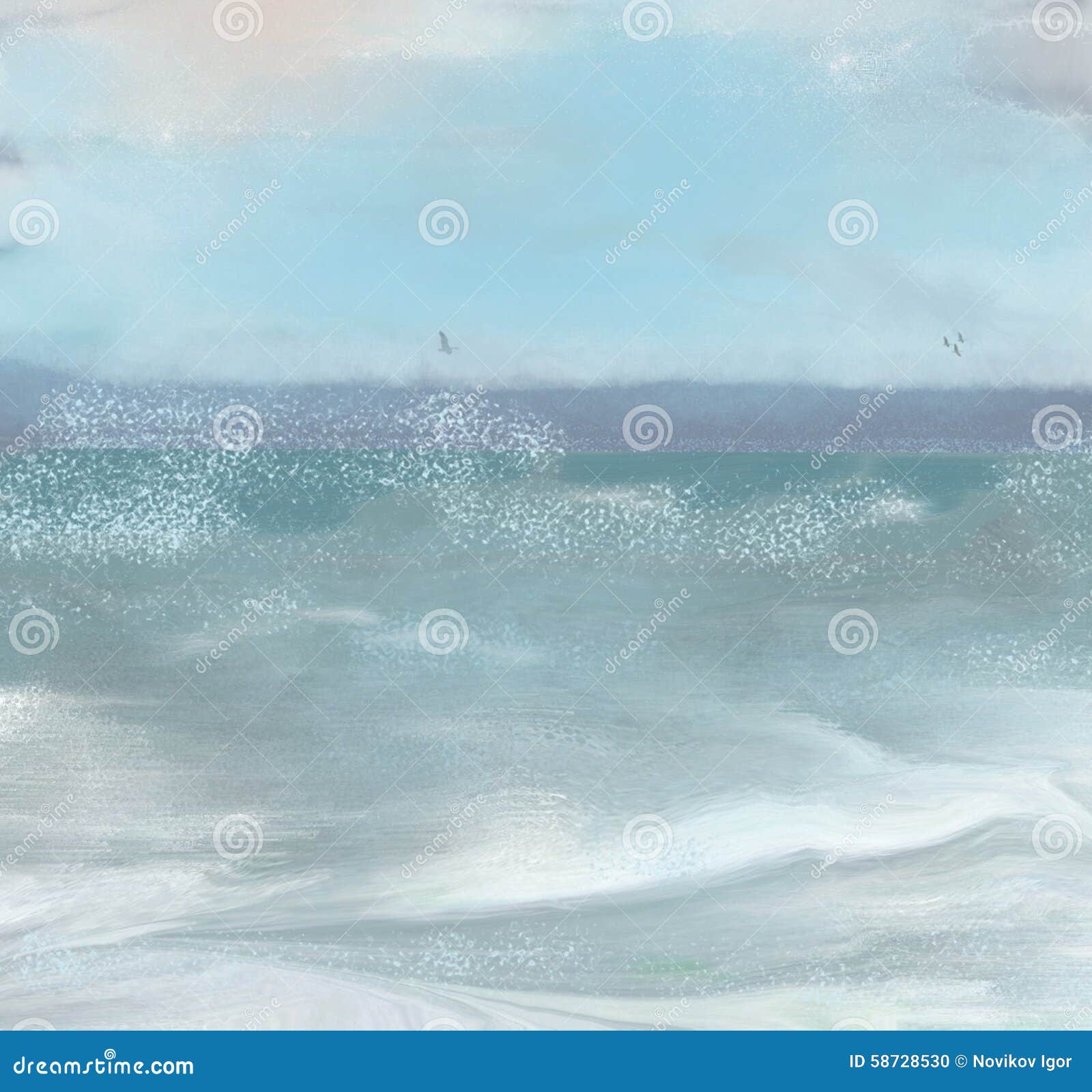Sea storm stock illustration. Illustration of wave, summer - 58728530