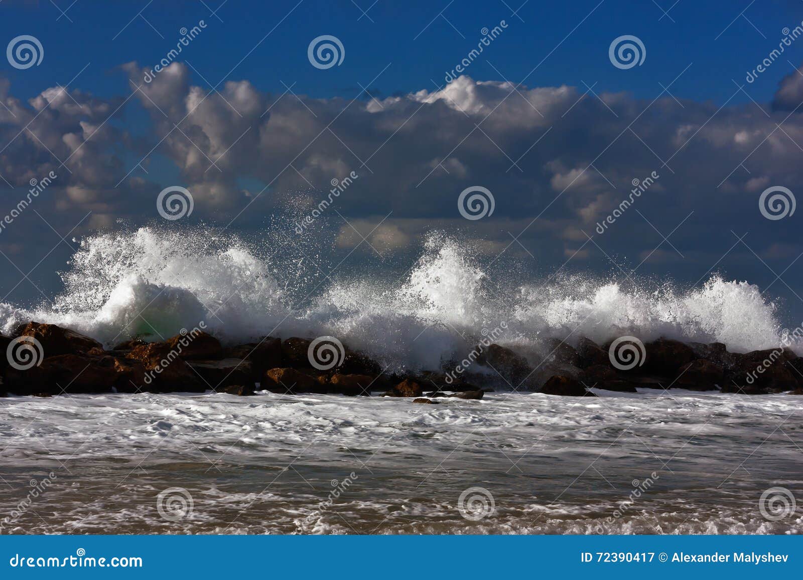 Sea Storm on the Sunset Beach Stock Image - Image of dark, seascape ...