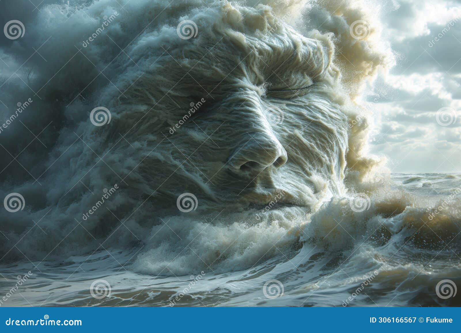 Sea Storm Water Wave in the Form of a Human Face. Stock Image - Image ...