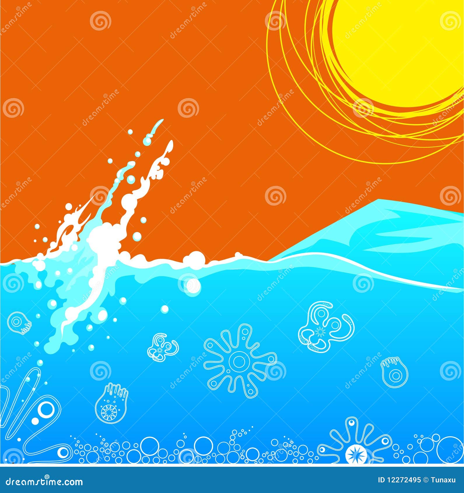 Sea and sun stock vector. Illustration of background - 12272495