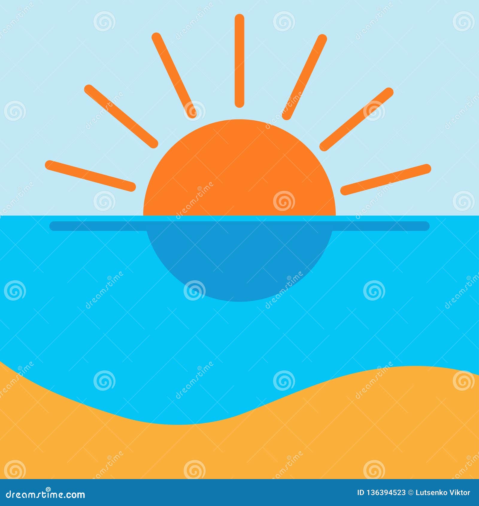 Fun Sea Sun Beach Icon. Flat Design Stock Illustration - Illustration ...