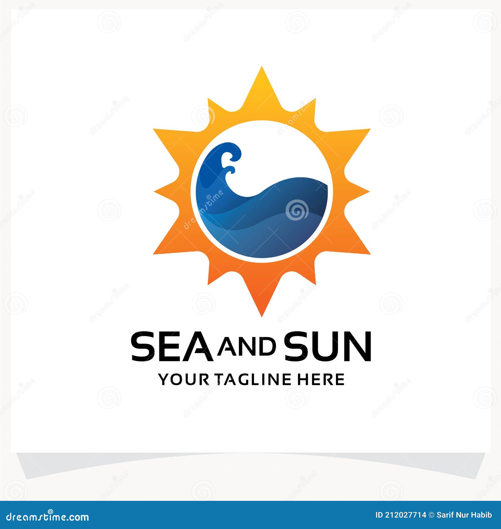 Sea and Sun Logo Design Template Inspiration Stock Vector ...