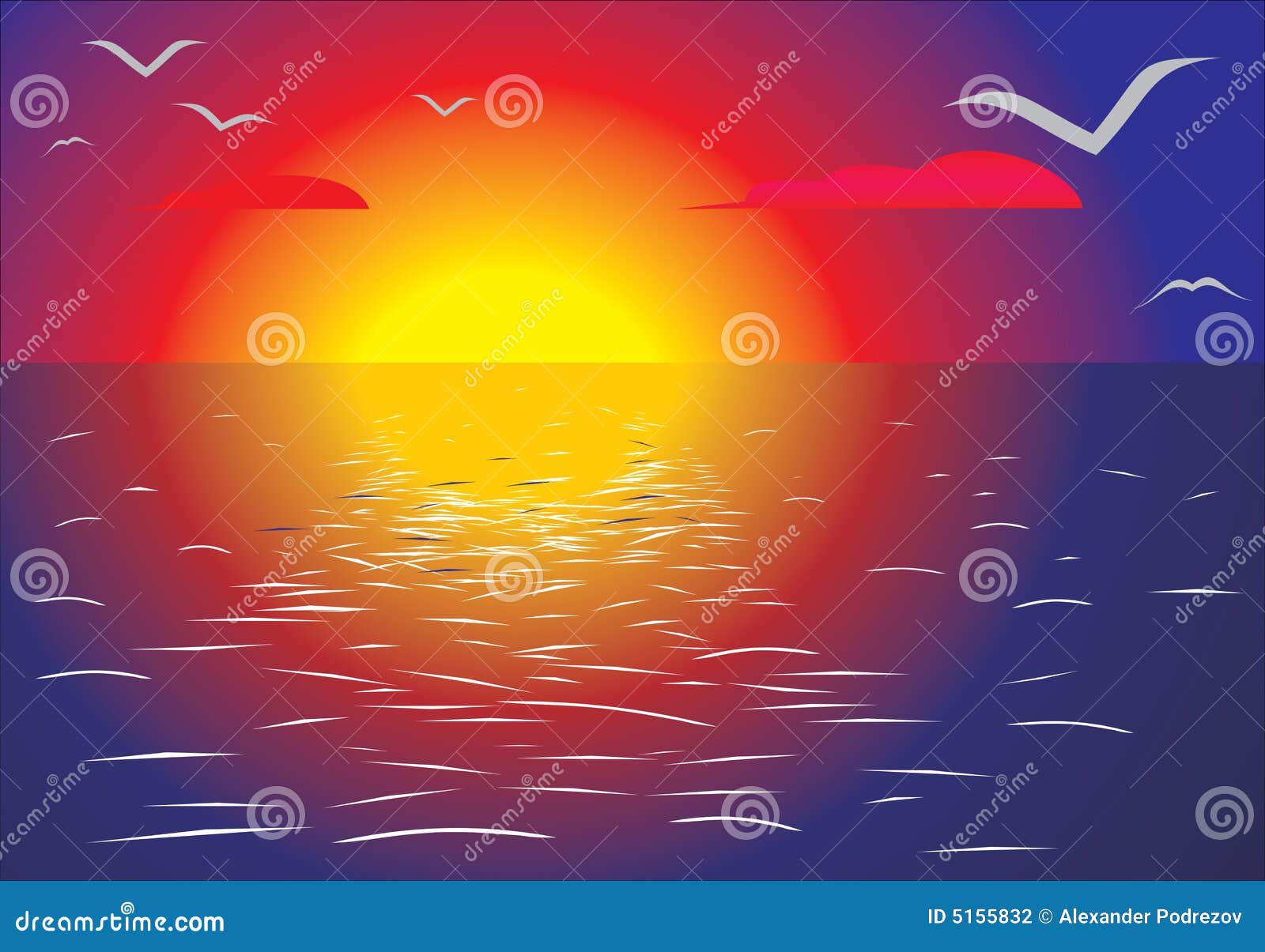 Sea sundown. stock vector. Illustration of blue, clouds - 5155832