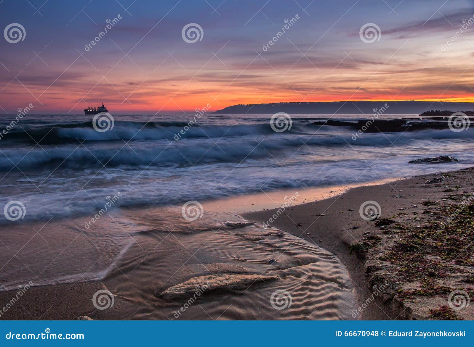 Sea after sunset. stock photo. Image of physical, flowing - 66670948
